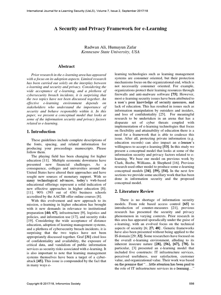 A Security and Privacy Framework For E-Learning | PDF | Computer ...