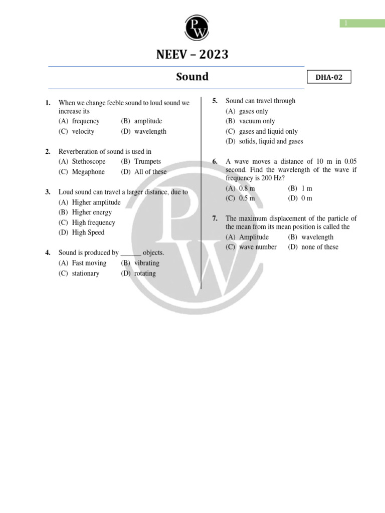 Sound Concepts and Quiz Answers | PDF | Sound | Waves