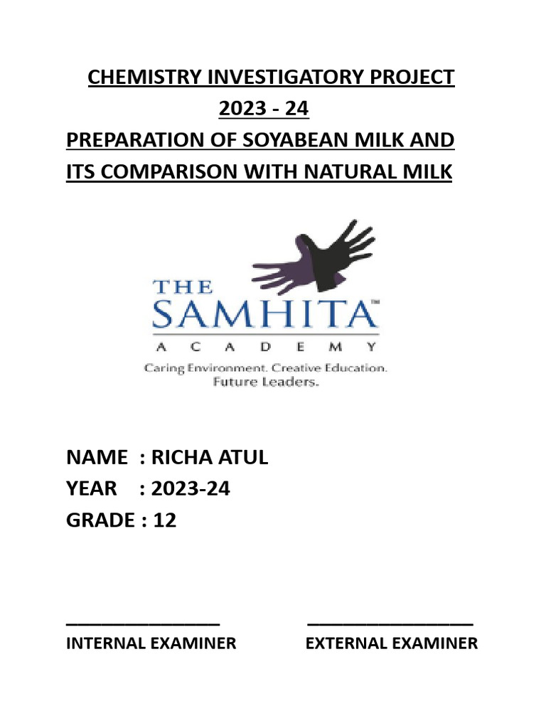 Richa Chemistry Project 2023-24 | PDF | Milk | Soybean