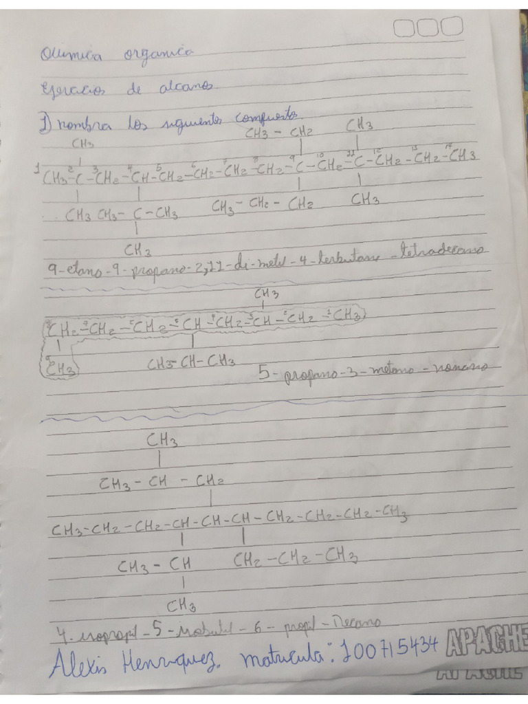 Quimica Organica, Ejercicio Alexis Henriquez | PDF