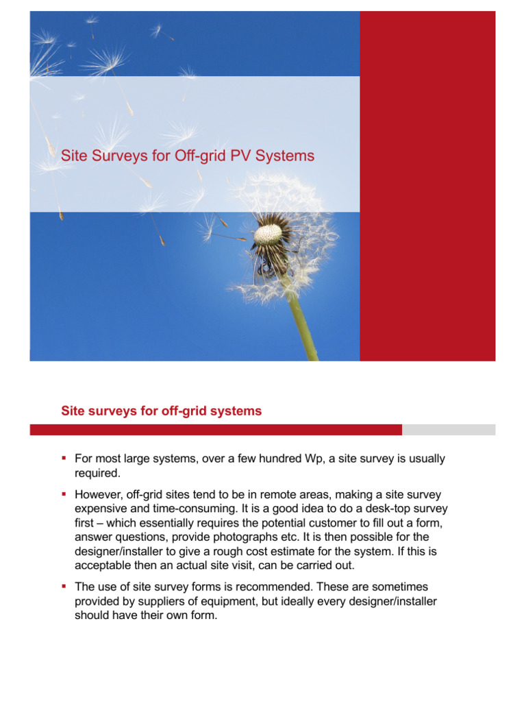 Site Surveys Off-Grid | PDF | Photovoltaics | Renewable Energy