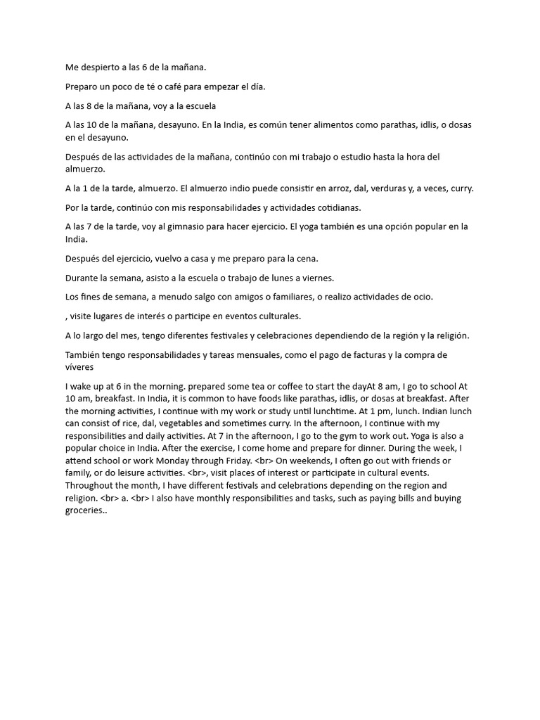 Spanish Daily Routine | PDF