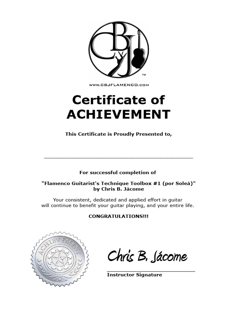 CBJ Flamenco Guitar Studio RESOURCE - CERTIFICATE of ACHIEVEMENT ...