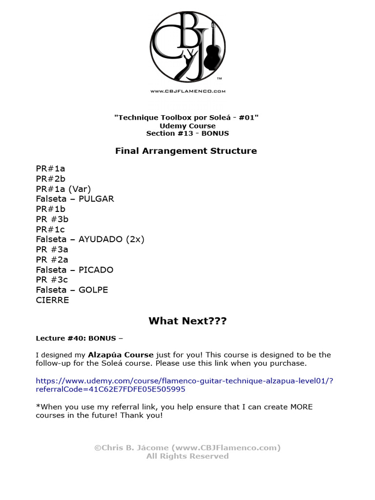 CBJ Flamenco Guitar Studio Lesson - Technique Toolbox Por Solea - #01 - Section 13 - STRUCTURE ...