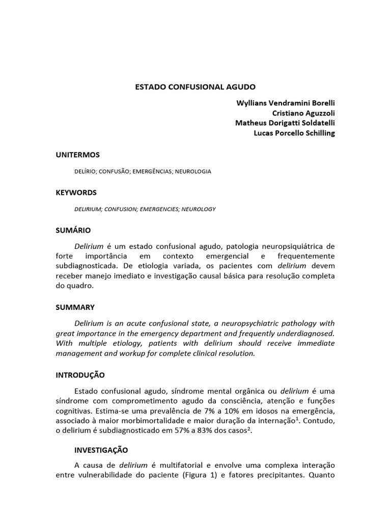 03 Estado Confusional Agudo | PDF | Saúde mental | Doenças e distúrbios