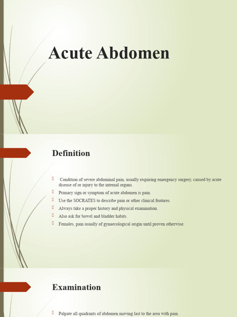 Acute Abdomen | PDF | Gallbladder | Bile