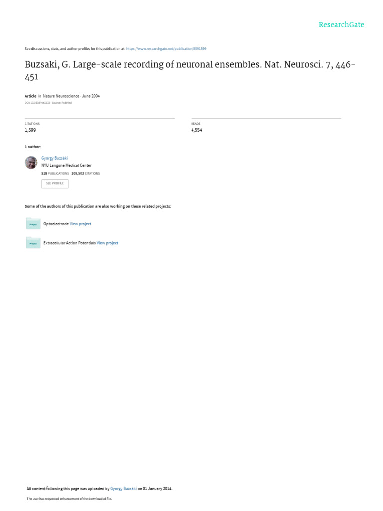 Buzsaki 2004 Nat Neurosci | PDF | Electroencephalography | Brain