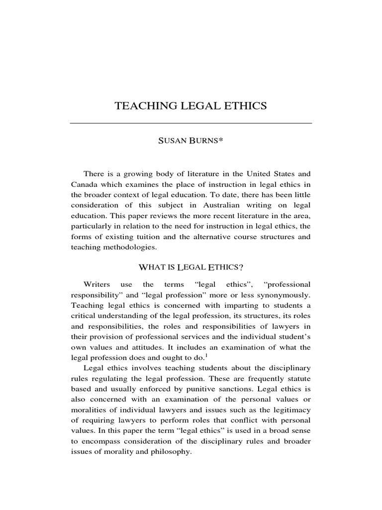 5991 Teaching Legal Ethics | PDF | Curriculum | Lawyer