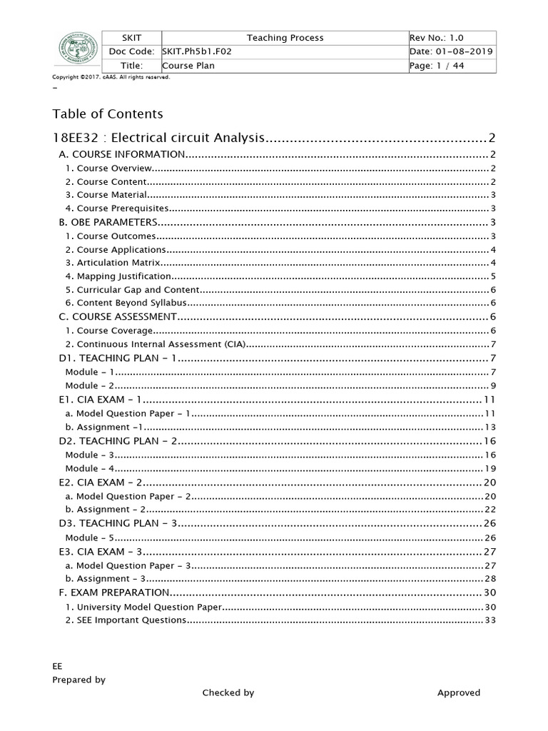 18ee32-Electrical CKT Analysis | PDF | Electrical Network | Network Analysis (Electrical Circuits)