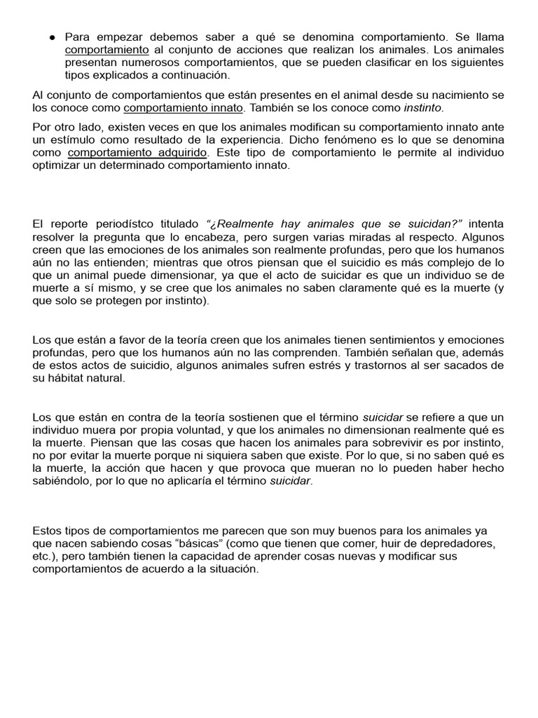 Comportamiento Innato y Adquirido - Ciencias Naturales Biología | PDF ...