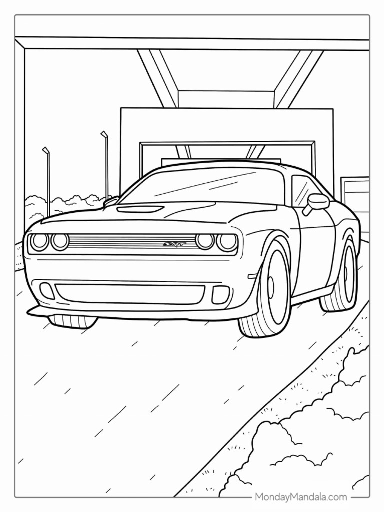 Detailed Dodge Challenger Coloring Sheet | PDF