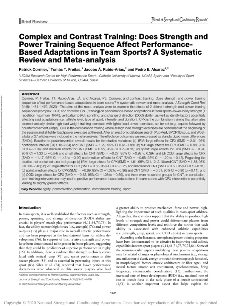 Complex and Contrast Training. Does Strength and Power Training ...