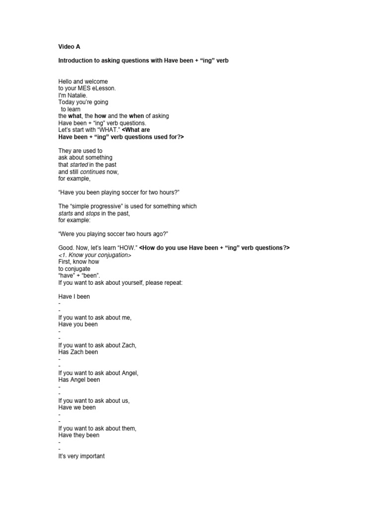 Mastering "Have Been + Ing" Questions | PDF | Semantic Units | Human ...