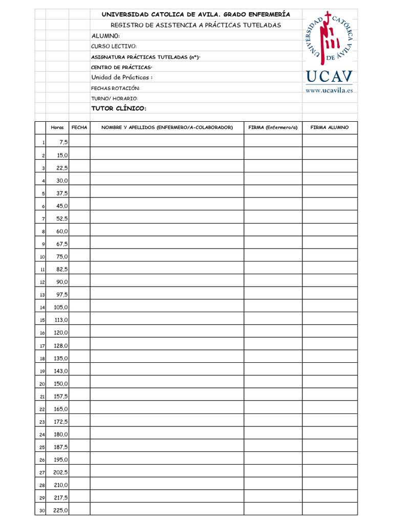 Hoja de Firmas 3º Curso 21-22 (30 Dias) | PDF
