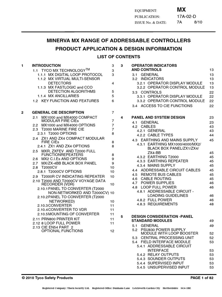 Minerva MX Range of Addressable Controllers Product Application & Design Information | PDF ...