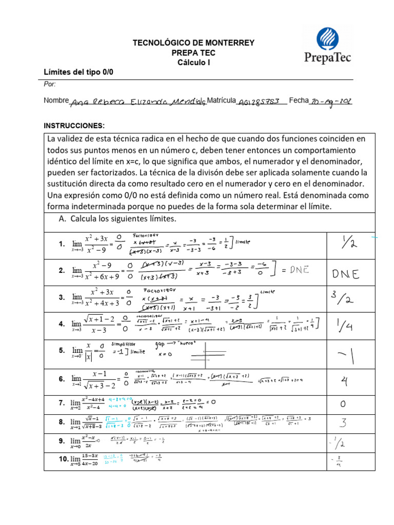1 7+Límites+Del+Tipo+0+Entre+0 | PDF | Análisis matemático | Matemáticas