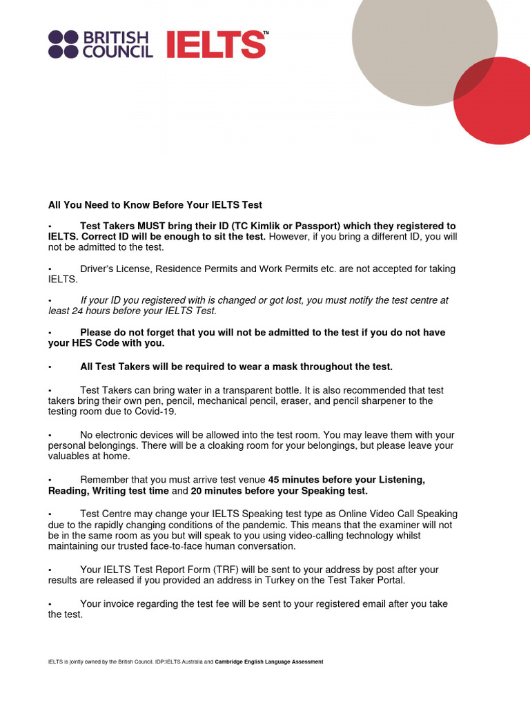 All You Need To Know Before Your IELTS Test | PDF | International ...