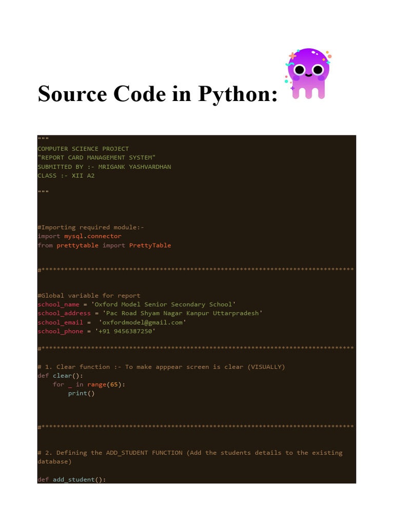Source Code in Python | PDF | Menu (Computing) | Databases