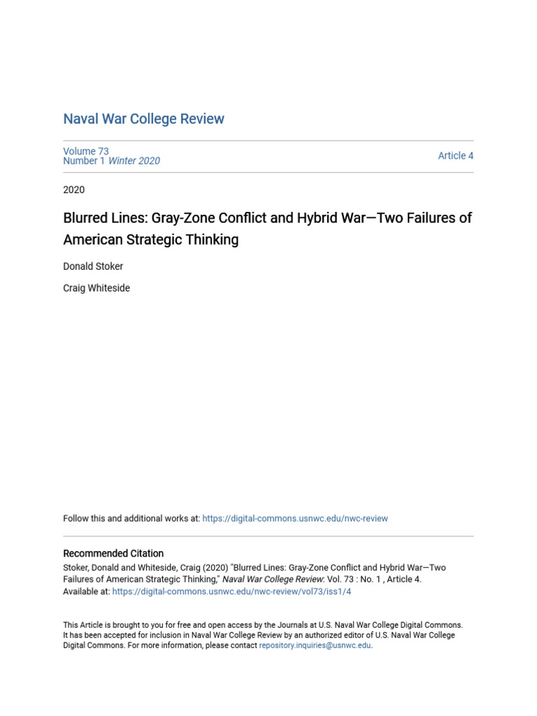 Stoker, Blurred Lines-Gray-Zone Conflict and Hybrid War-Two Failures of ...