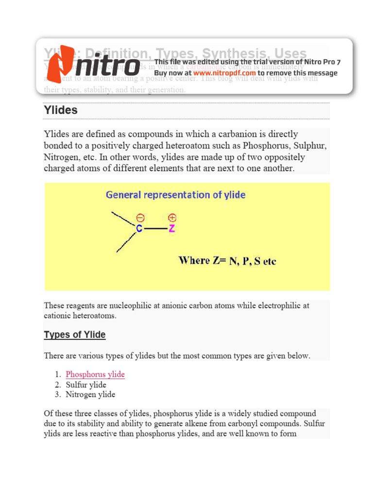 Ylide | PDF | Molecules | Carbon Compounds