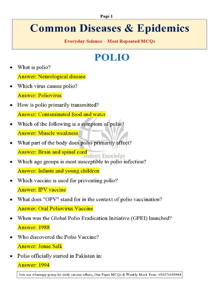 Common Diseases & Epidemics | PDF