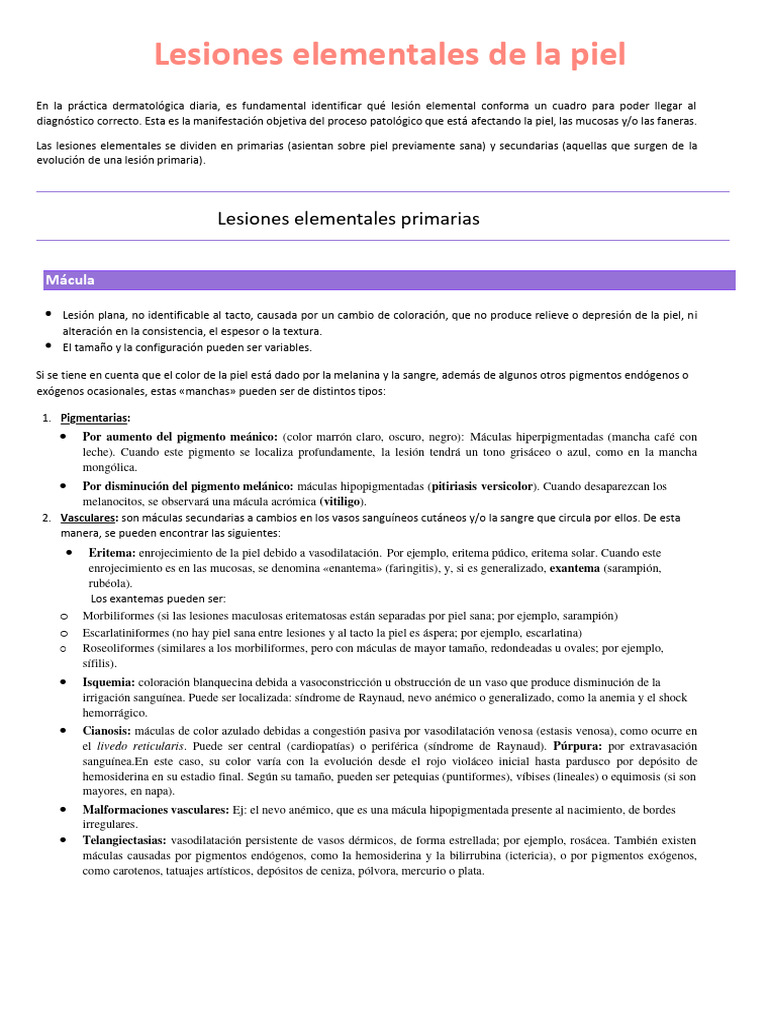 Lesiones Elementales de La Piel | PDF | Piel | Atrofia