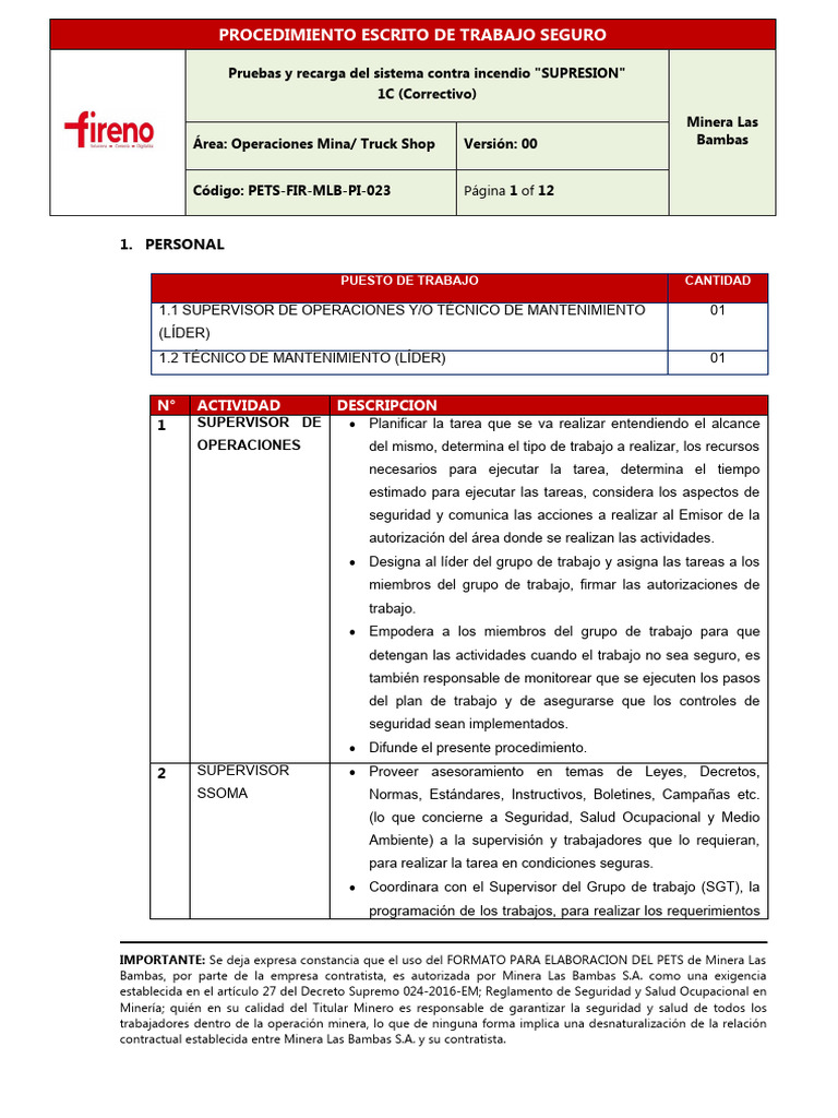 PETS-FIR-MLB-PI-023 Inspección y Recarga Del Sistema Contra Incendio ...