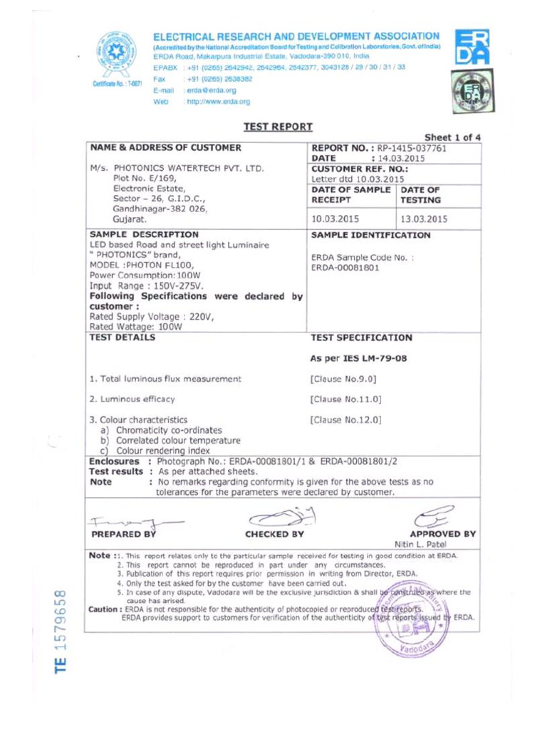 100W Test Report | PDF