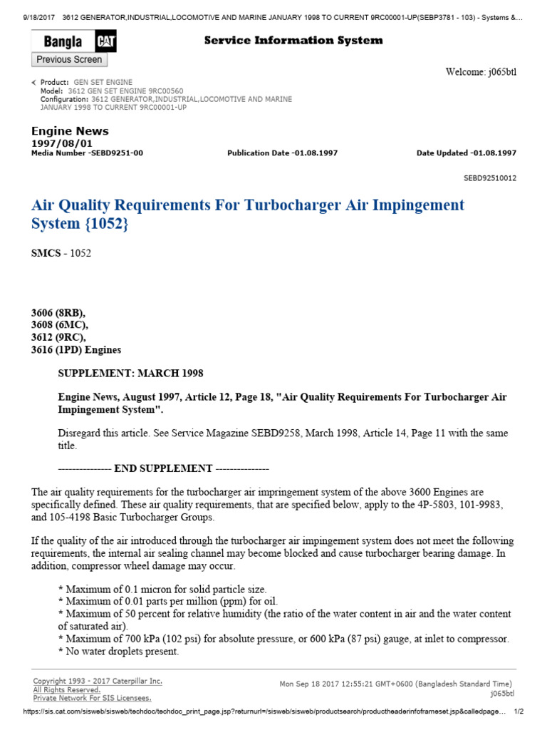 Air Quality Requirements For Turbocharger Air Impingement System 1 | PDF | Business | Technology ...