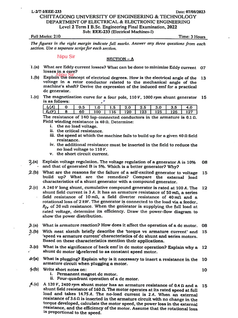 EEE 233 Term Questions | PDF