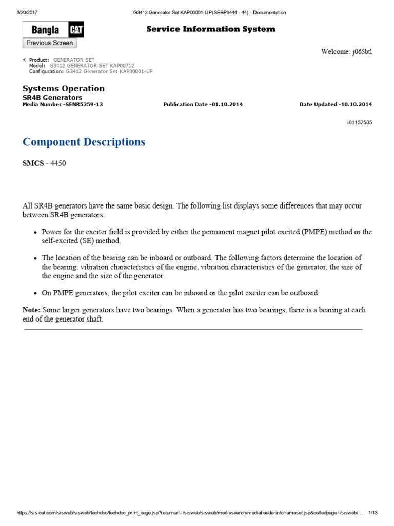 Component Descriptions SR4B Generators | PDF | Electric Generator | Magnetism