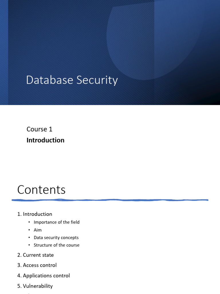 Course1 DBSecurity Intro | PDF | Computer Access Control | Information Security