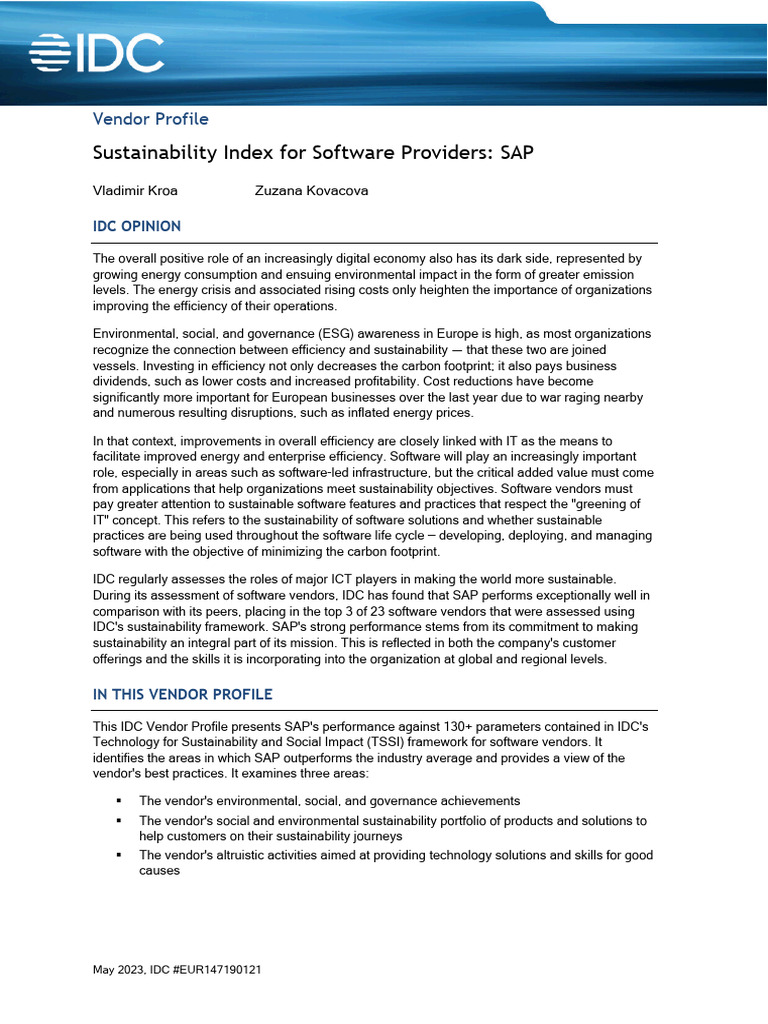IDC Sustainability Index Report | PDF