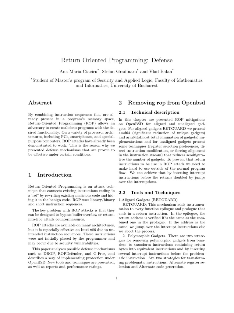 ROP Defense | PDF | Computer Hardware | Software Development