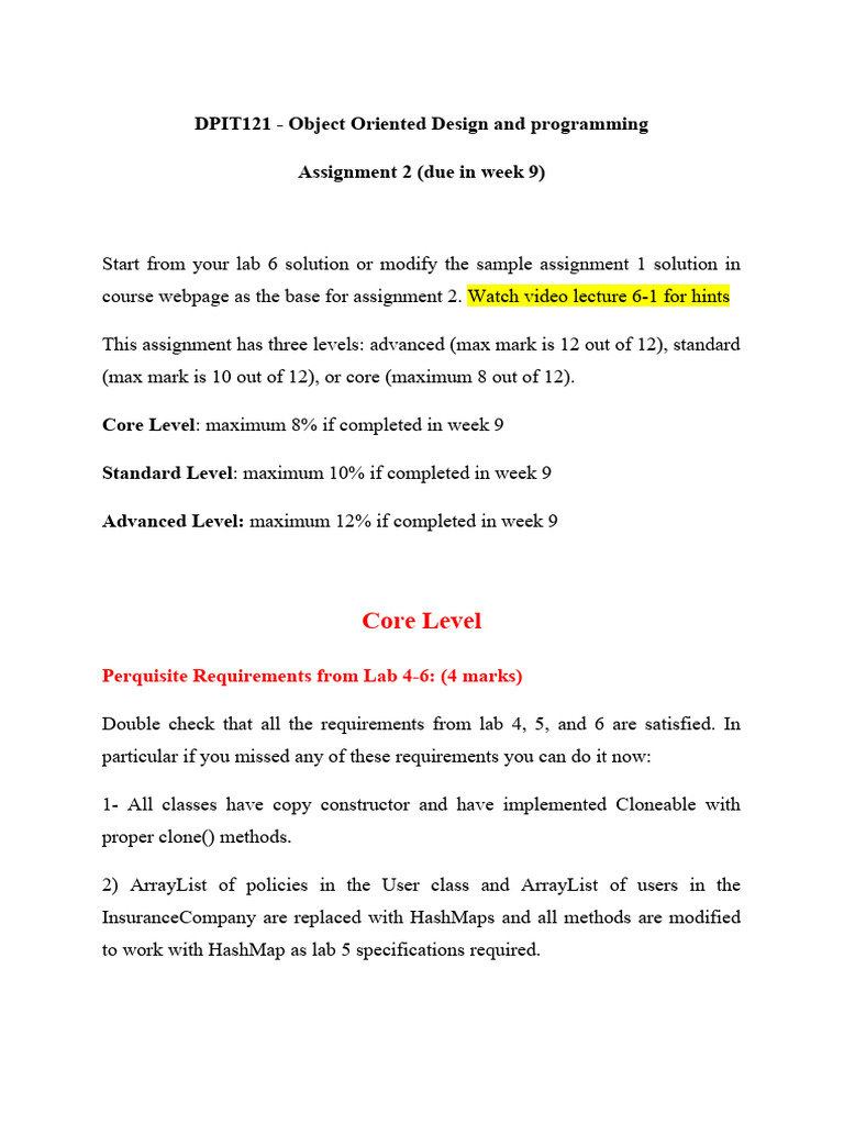 OOP Assignment 2: Design & Implementation | PDF