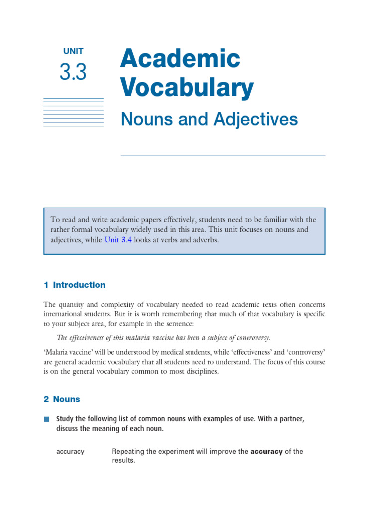Academic Vocabulary 1 | PDF | Noun | Adjective