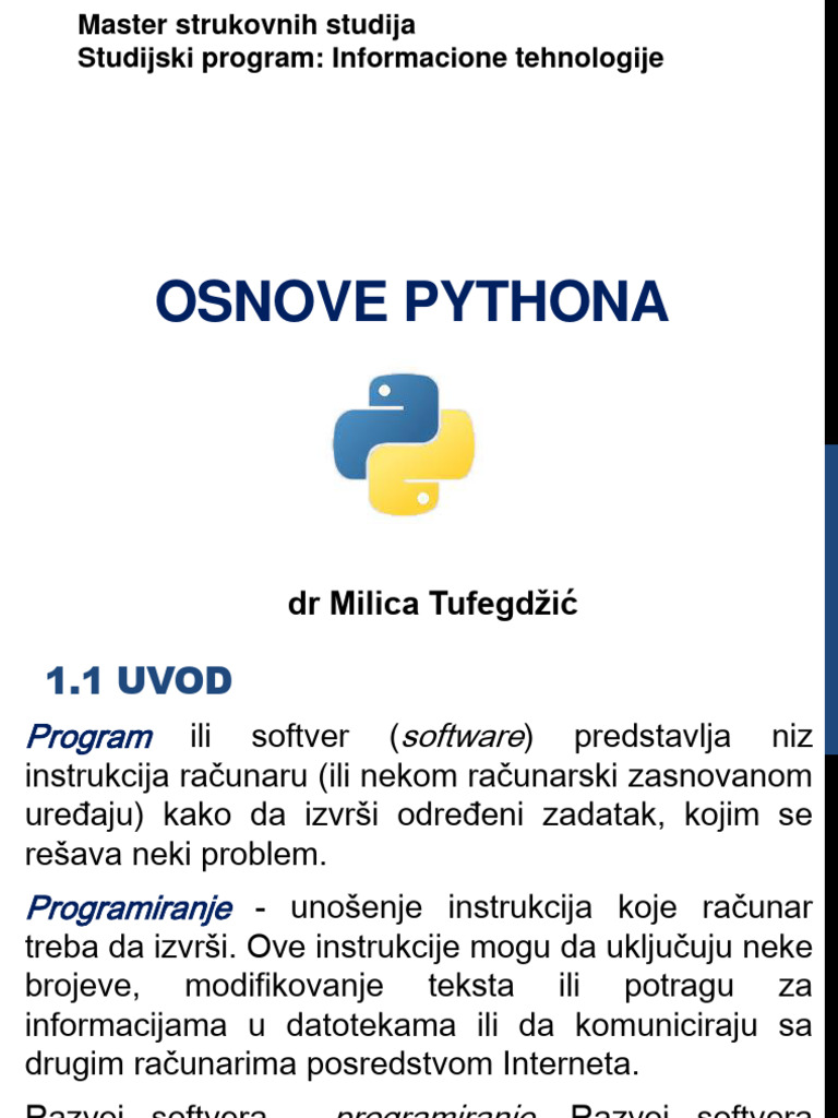 O1 Osnove Pythona OP2 | PDF