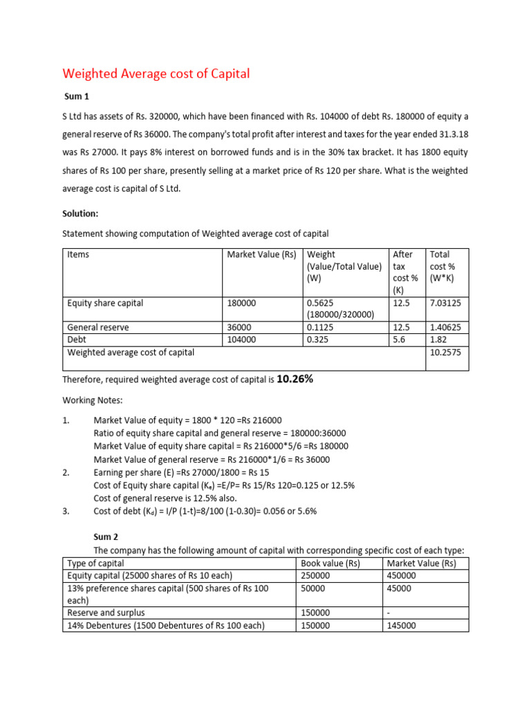 Weighted Average Cost of Capital Analysis | PDF | Cost Of Capital ...