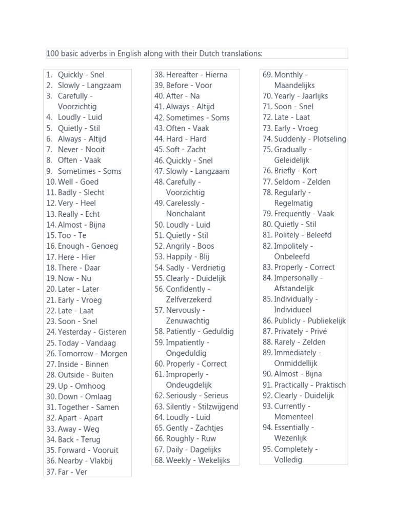 100 Basic Adverbs en Adjectives | PDF