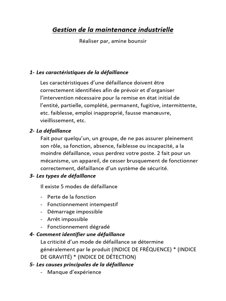 Gestion de La Maintenance Industrielle Part 2 | PDF