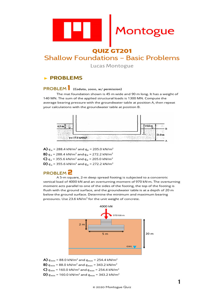 Shallow Foundations Basic Solved Problems | PDF | Continuum Mechanics ...