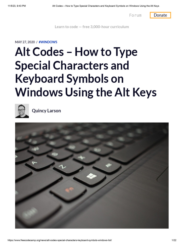 Alt Codes - How To Type Special Characters and Keyboard Symbols On Windows Using The Alt Keys ...