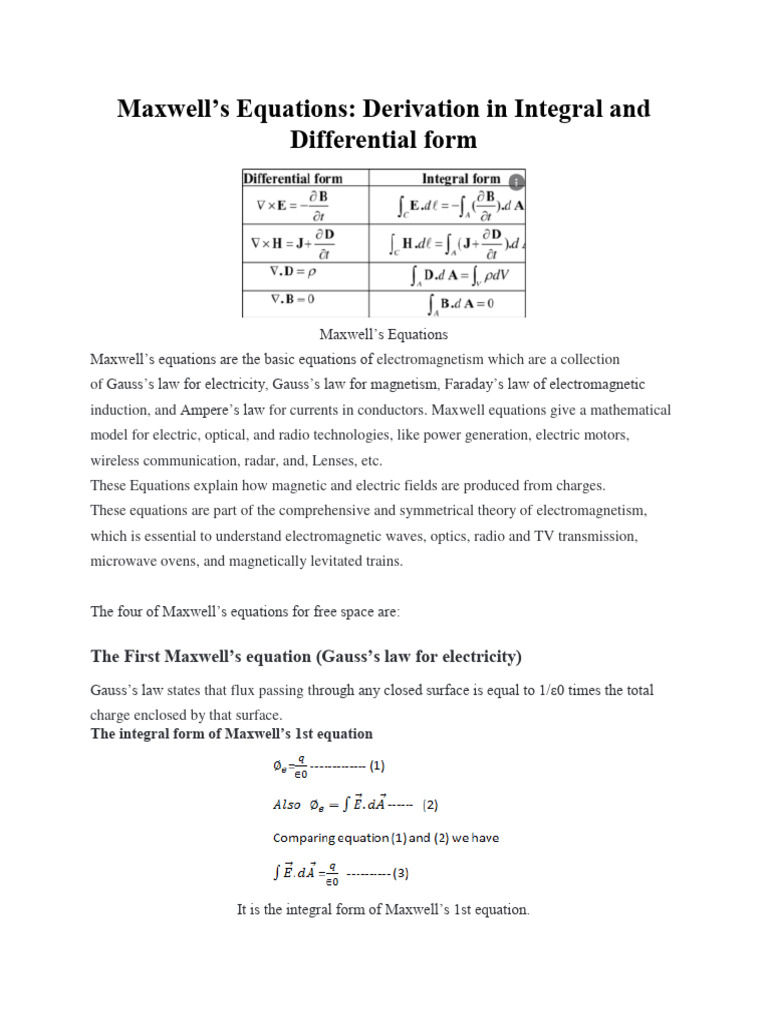 Maxwell's Equations | PDF | Maxwell's Equations | Magnetic Field