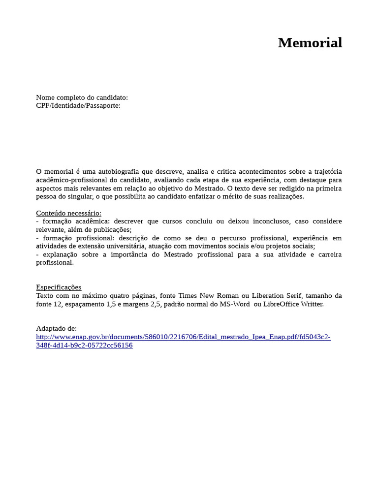 Modelo Memorial | PDF