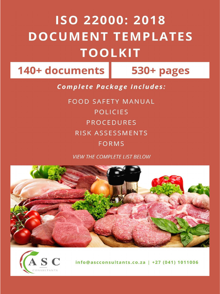 ISO 22000 Document Templates Index | PDF | Verification And Validation ...