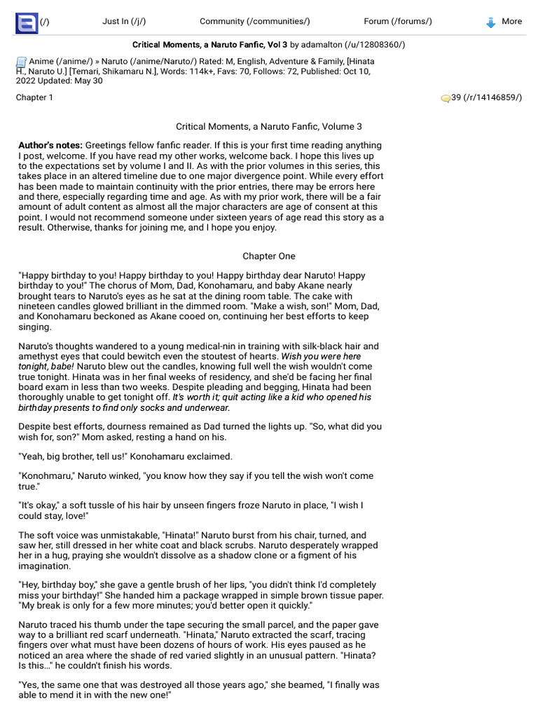 Fanfic - Critical Moments | PDF