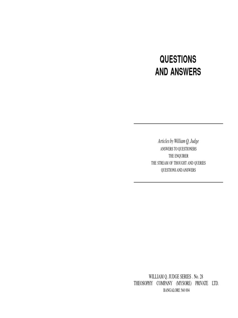 William Quan Judge - Questions and Answers | PDF | Soul | Theosophy