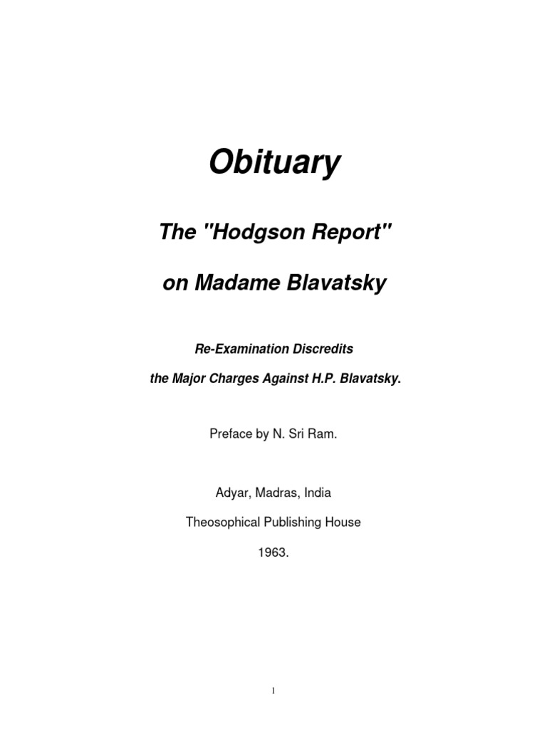 Waterman - Obituary - Hogdson Report | PDF | Helena Blavatsky
