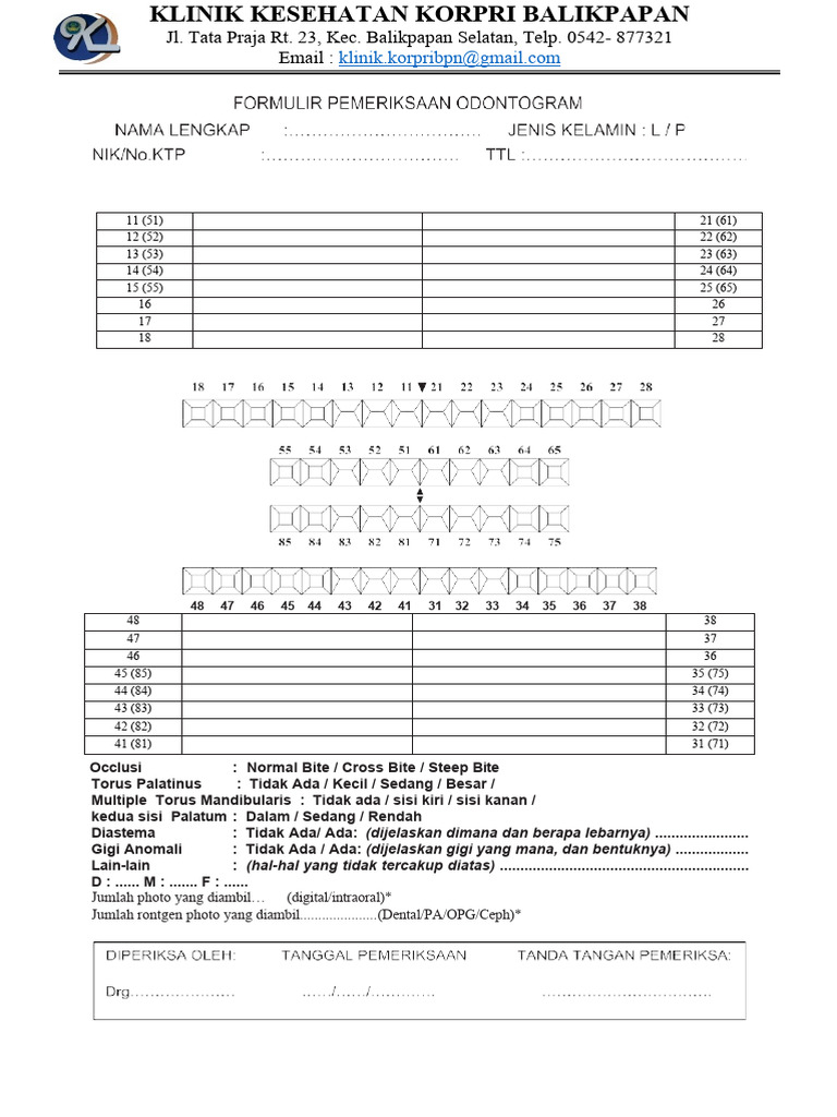 Form Odontogram New | PDF