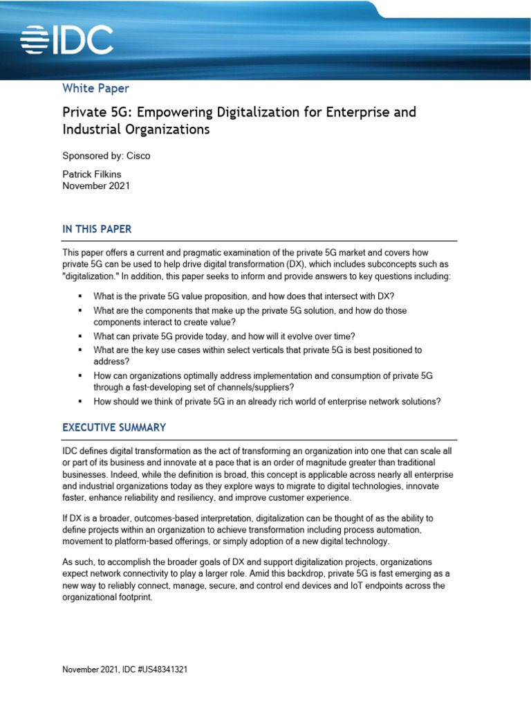 White Paper SP Idc Empowering Digitalization | PDF | Computer Network | Internet Of Things